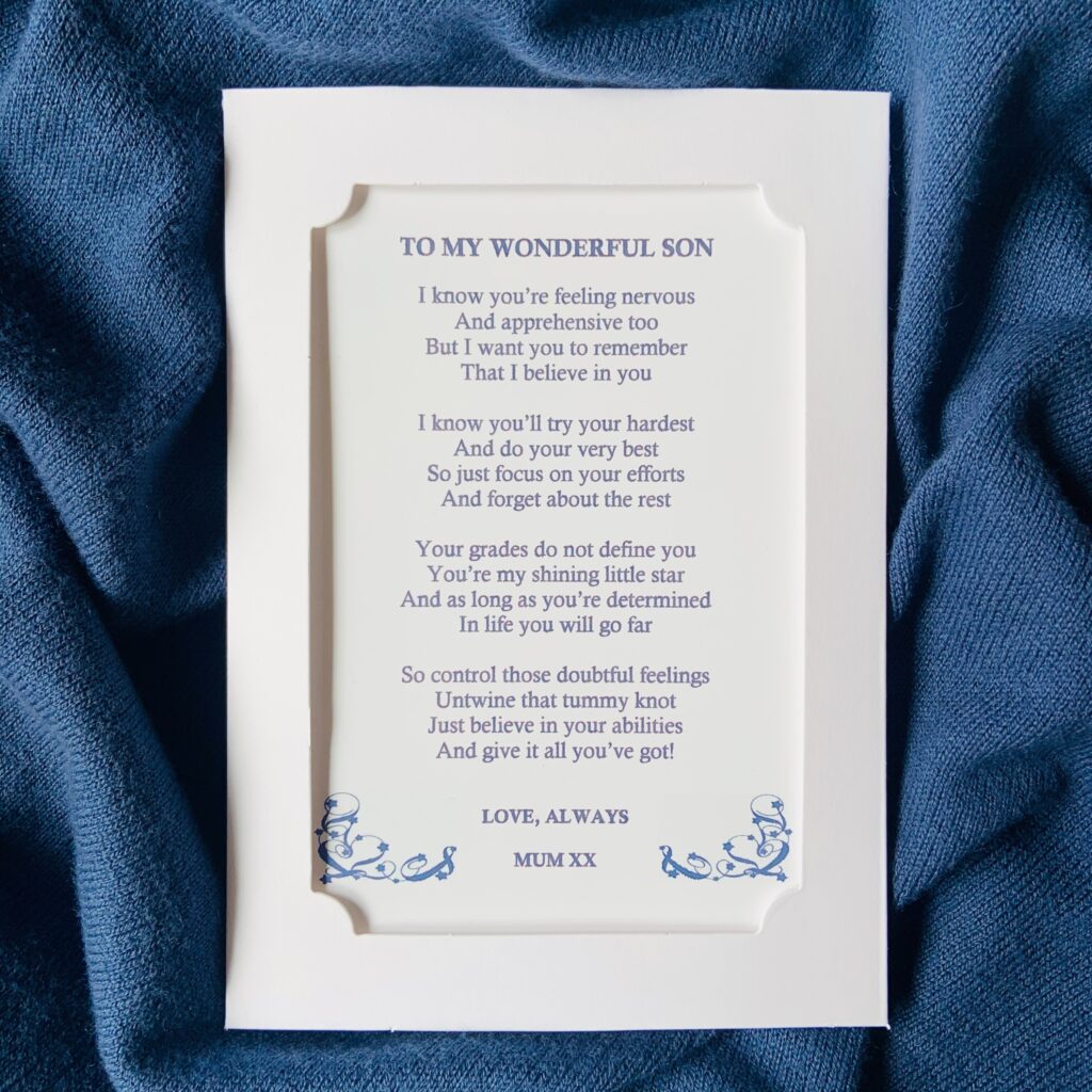 Card – Poem For Son – Exam Support – Thoughtfull Box